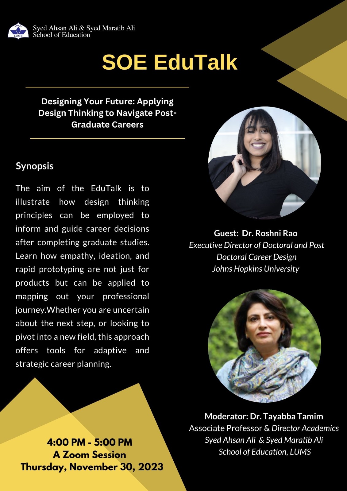 EduTalk on "Designing Your Future: Applying Design Thinking to Navigate Post - Graduate Careers ...